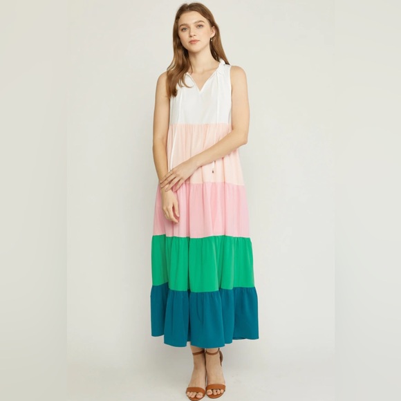 entro | Dresses | Entro Color Block Maxi Dress | Poshmark